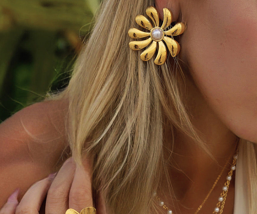 Flor Aretes Acero Inoxidable 316L LIULI'S Joyería